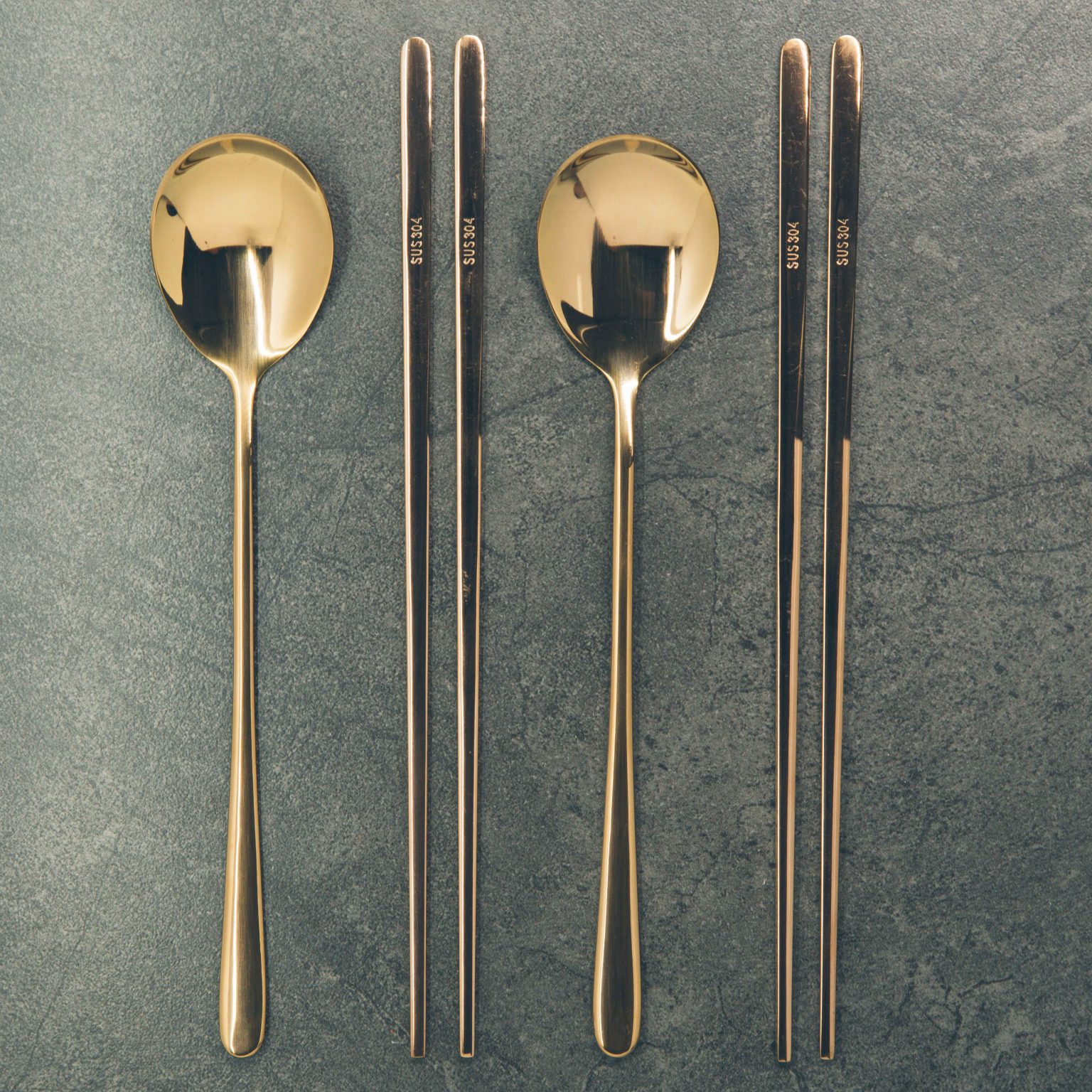 Rose Gold Luxury Chopstick & Spoon Set - Korean Chopsticks