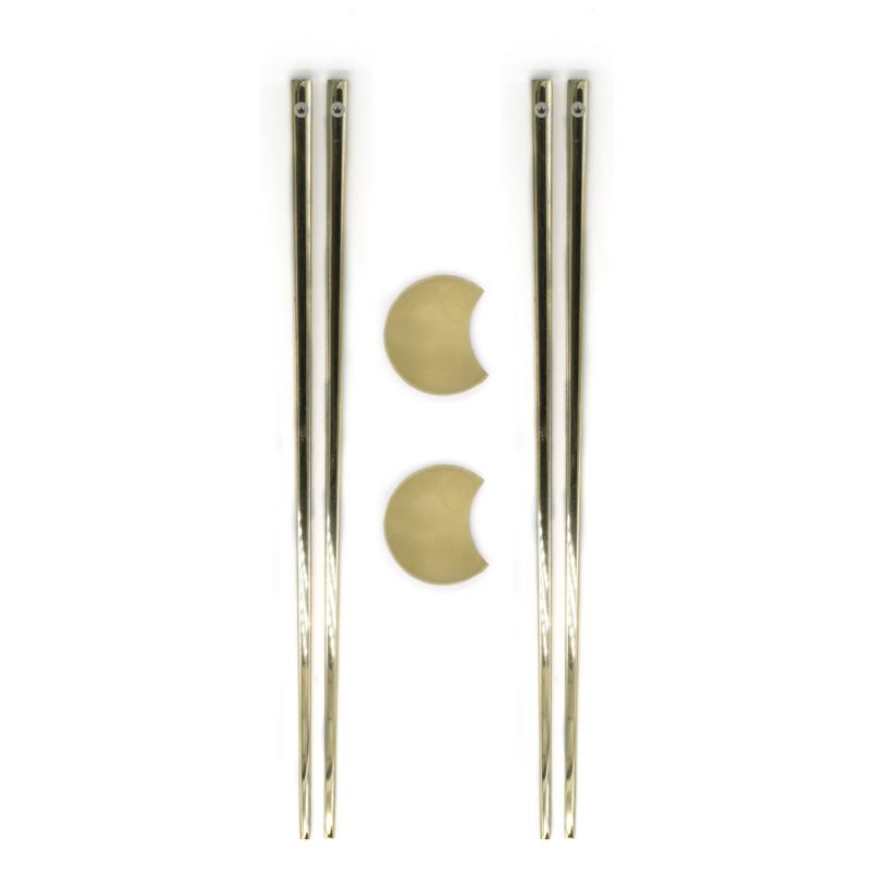 Premium Gold Chopstick Set - Chopsticks and rest